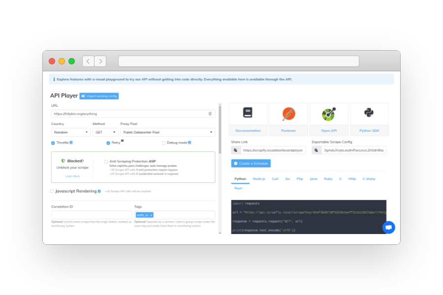 Scrapfly Web Scraping Api Documentation